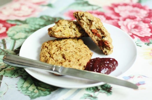 Vegan, Gluten Free Almond and Goji Berry Scones with Raw Strawberry ...