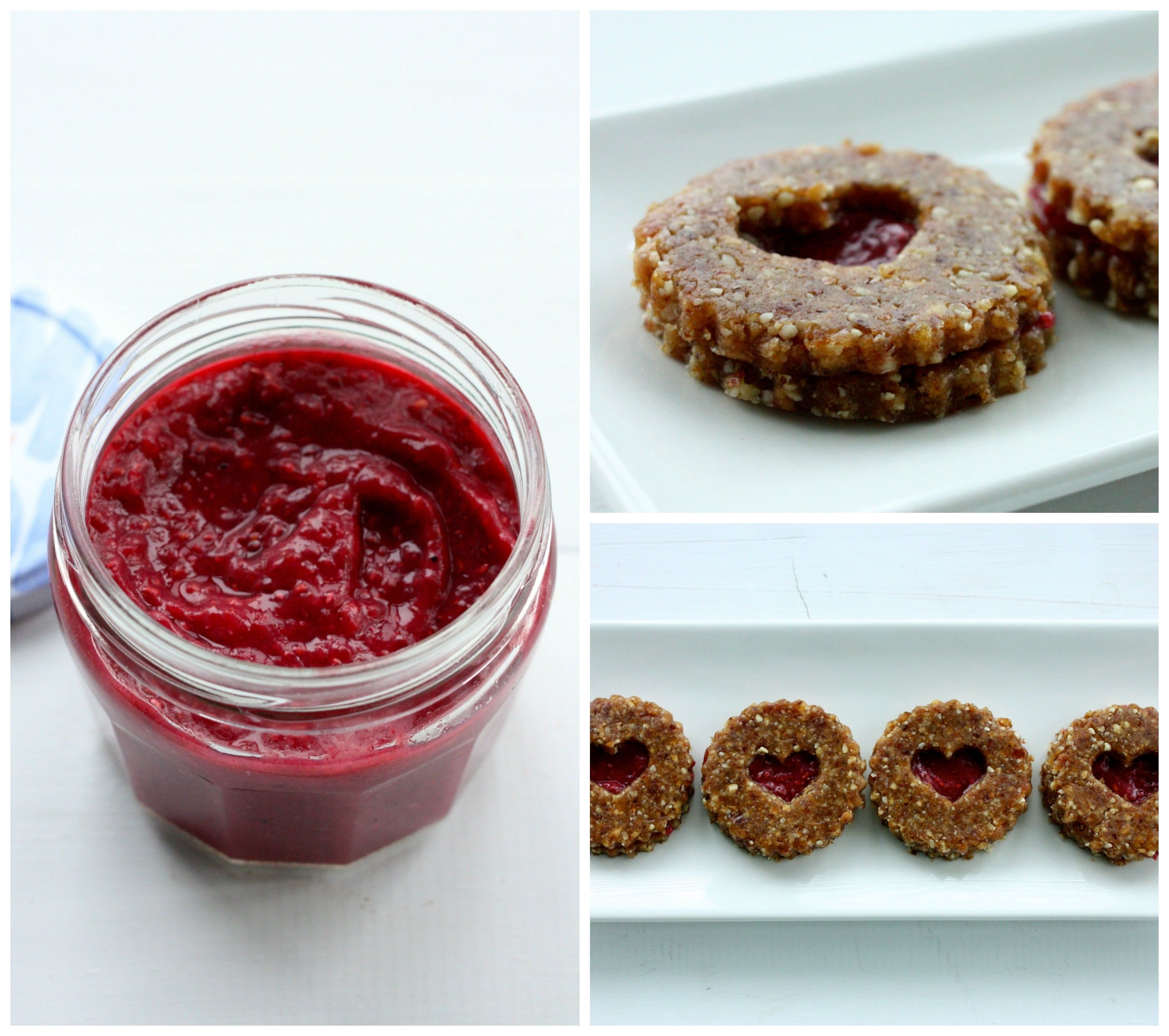 Raw Linzer Heart Cookies and Raspberry Chia Jam - The Full Helping