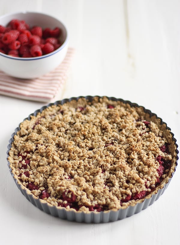 Vegan and Gluten Free Raspberry Crumble Tart - The Full Helping