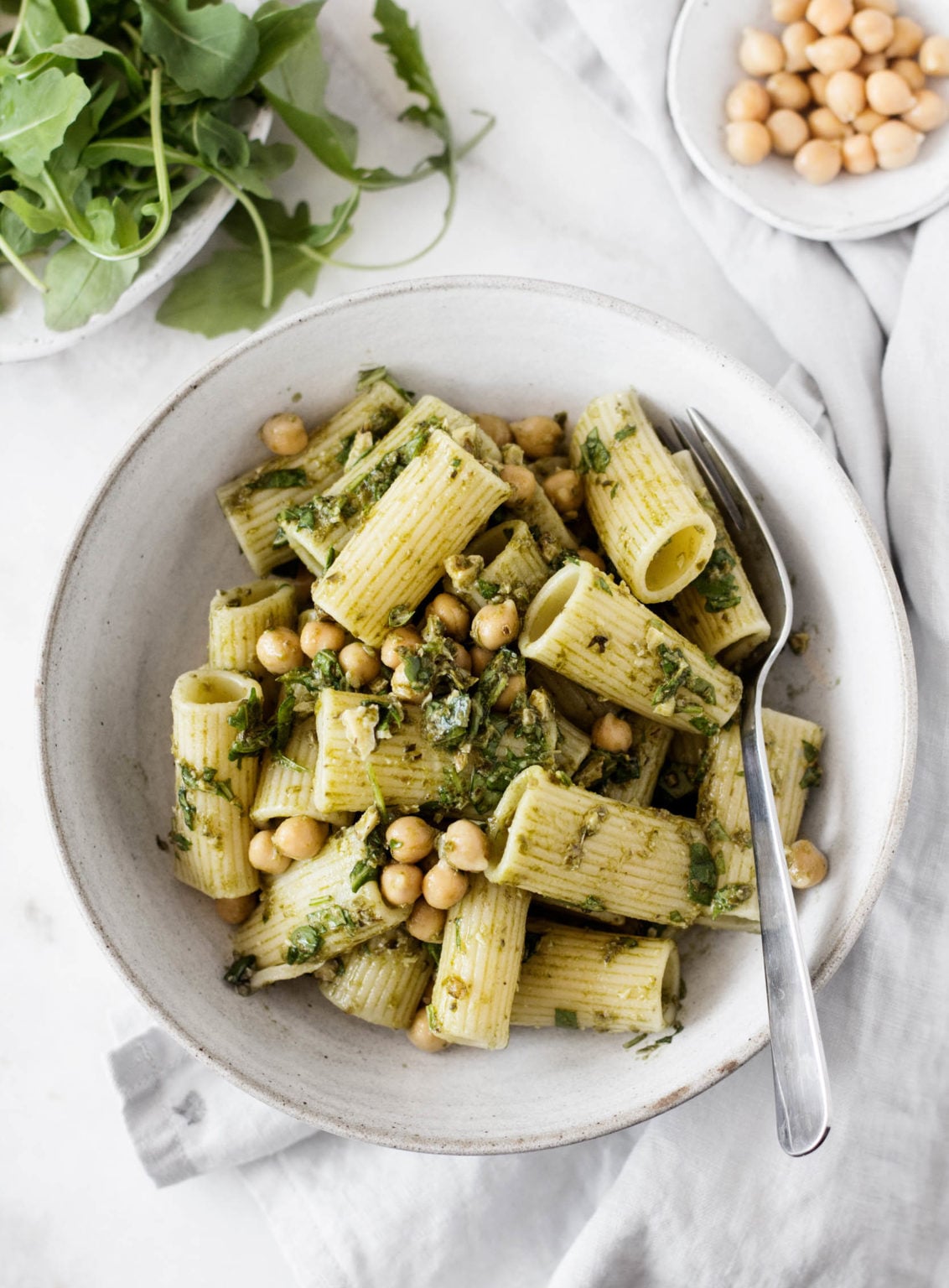 Quick & Easy Chickpea Pesto Pasta Salad | The Full Helping