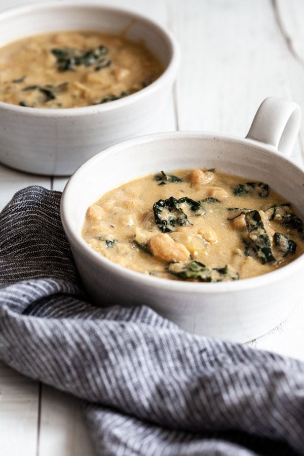 Creamy Vegan Tuscan White Bean Kale Soup The Full Helping