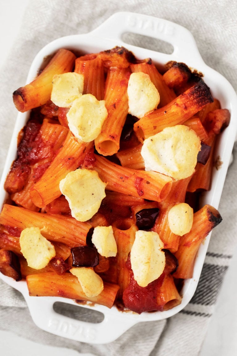 Vegan Eggplant Baked Rigatoni | A Hearty, Homemade Baked Pasta