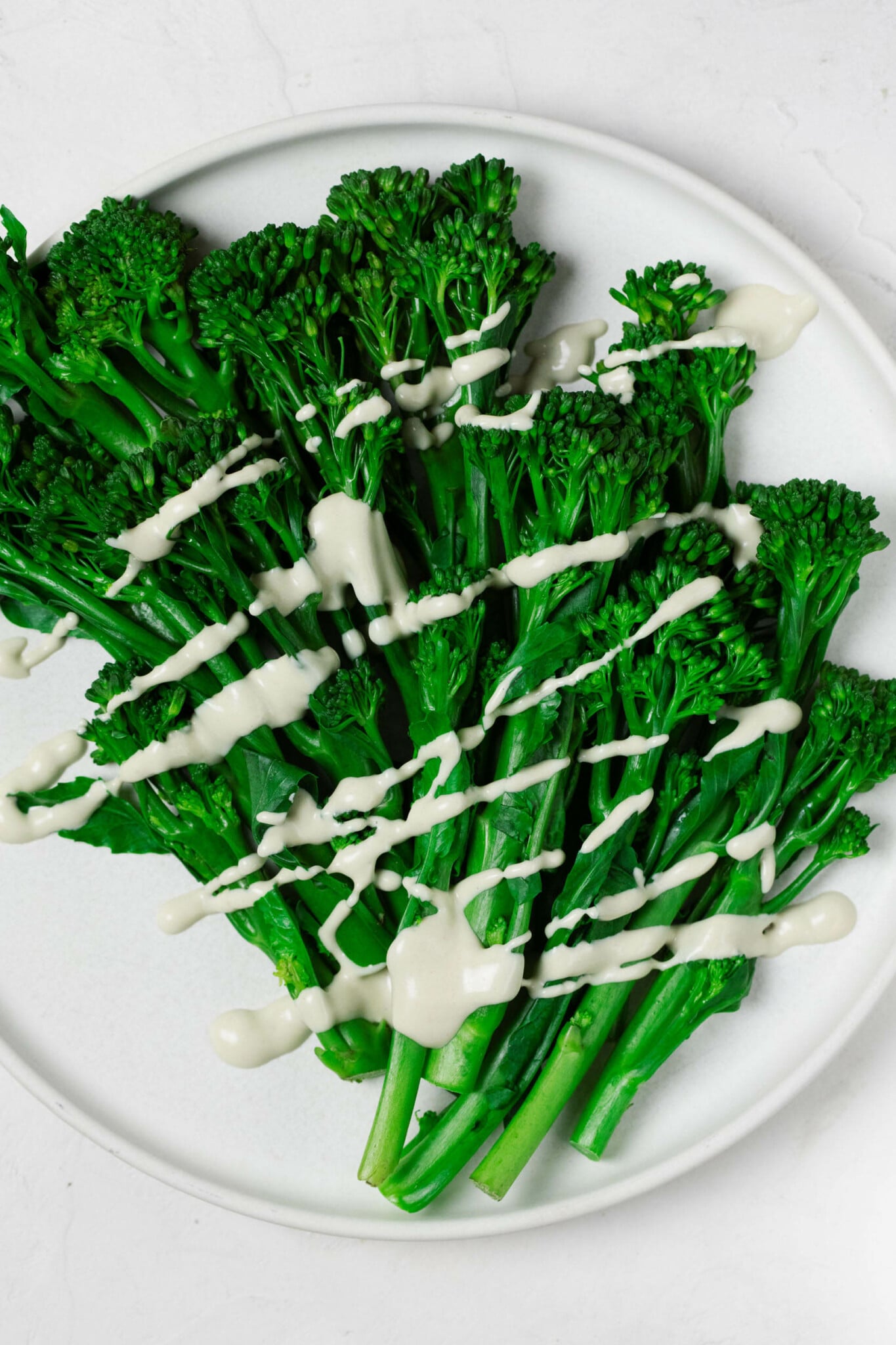 Simple Steamed Broccolini with Tahini Dressing | The Full Helping