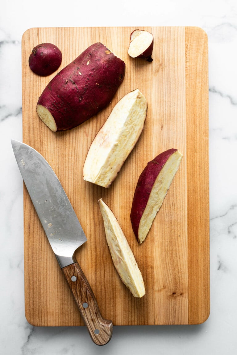 Simple Roasted Japanese Sweet Potato Wedges | The Full Helping